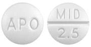Pill Finder: APO MID 2.5 White Round - Medicine.com