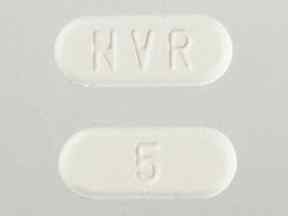 Pill Finder: NVR 5 White Elliptical / Oval - Medicine.com