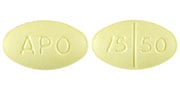 Pill Finder: APO 75 50 Yellow Elliptical / Oval - Medicine.com