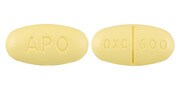 Pill Finder: APO OXC 600 Yellow Elliptical / Oval - Medicine.com