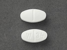 Pill Finder: W 34 White Elliptical / Oval - Medicine.com