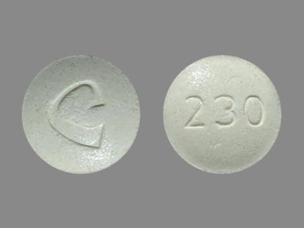 Pill Finder: 230 Logo (Alvogen) Yellow Round - Medicine.com