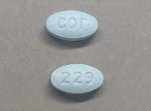 Pill Finder: cor 229 Blue Elliptical / Oval - Medicine.com