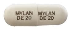 Pill Finder: MYLAN DE 20 MYLAN DE 20 White Capsule-shape - Medicine.com