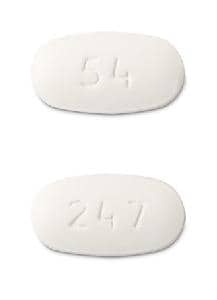 Pill Finder: 54 247 White Elliptical / Oval - Medicine.com