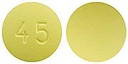 Pill Finder: 45 Yellow Round - Medicine.com