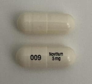 Pill Finder: 009 Novitium 5 mg White Capsule-shape - Medicine.com
