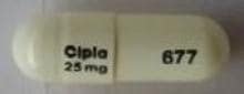 Pill Finder: Cipla 25 mg 677 White Capsule-shape - Medicine.com