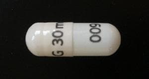 Pill Finder: G 30mg 009 White Capsule-shape - Medicine.com