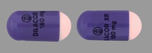Pill Finder: Logo DILACOR XR 180 mg Purple Capsule-shape - Medicine.com