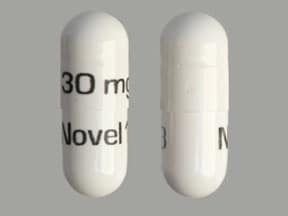 Pill Finder: 30 mg Novel 123 White Capsule-shape - Medicine.com