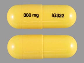 Pill Finder: IG322 300 mg Yellow Capsule-shape - Medicine.com