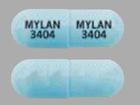 Pill Finder: MYLAN 3404 MYLAN 3404 Blue Capsule-shape - Medicine.com