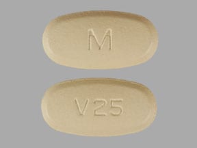 Pill Finder: M V25 Beige Elliptical / Oval - Medicine.com