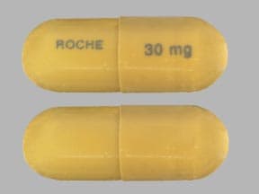 Pill Finder: ROCHE 30 MG Yellow Capsule-shape - Medicine.com