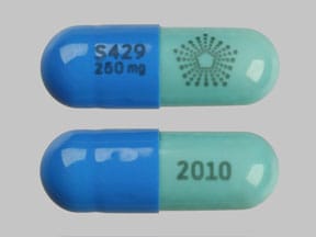 Pill Finder: S429 250 mg Logo 2010 Blue Capsule-shape - Medicine.com