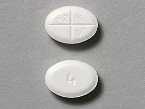 Pill Finder: 4 42 16 V White Elliptical / Oval - Medicine.com