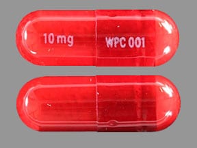 Pill Finder: 10 mg WPC 001 Red Capsule-shape - Medicine.com