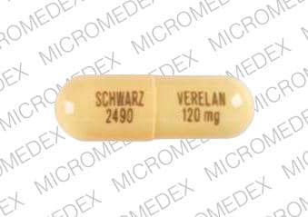 Pill Finder: SCHWARZ 2490 VERELAN 120 mg Yellow Capsule-shape ...