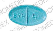 Pill Finder: barr 874 4 Blue Elliptical / Oval - Medicine.com