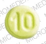 Pill Finder: 10 Yellow Round - Medicine.com