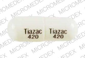 Pill Finder: Tiazac 420 Tiazac 420 White Capsule-shape - Medicine.com