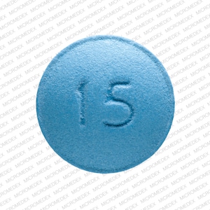 Pill Finder: 15 M Blue Round - Medicine.com