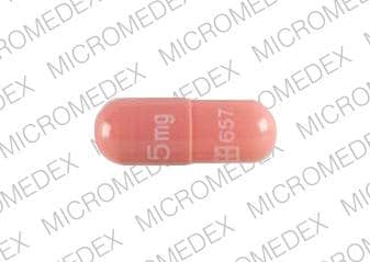 Pill Finder: 5mg LOGO 657 Red Capsule-shape - Medicine.com