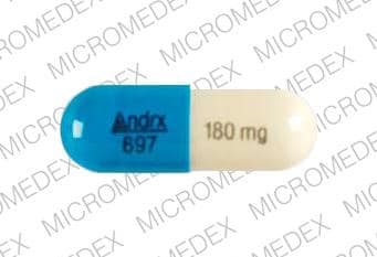 Pill Finder: Andrx 697 180mg Blue Capsule-shape - Medicine.com