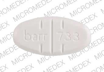 Pill Finder: barr 733 100 100 100 White Elliptical / Oval - Medicine.com