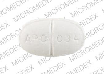 Pill Finder: 600 APO 034 White Elliptical / Oval - Medicine.com