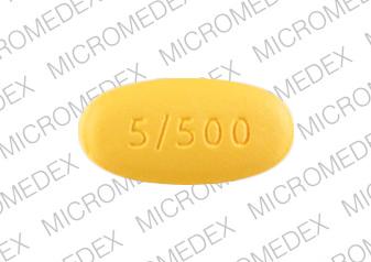 Pill Finder: Logo 5712 5/500 Yellow Elliptical / Oval - Medicine.com