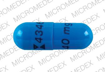 Pill Finder: Logo 4346 40 mg Blue Capsule-shape - Medicine.com