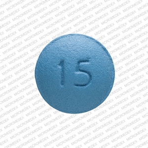 Pill Finder: 15 M Blue Round - Medicine.com