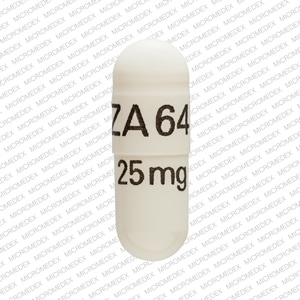 Pill Finder: ZA64 25 mg White Capsule-shape - Medicine.com