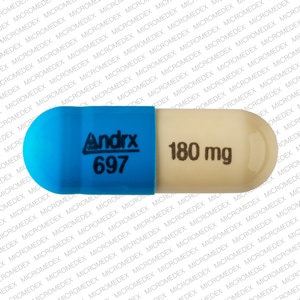 Pill Finder: Andrx 697 180mg Blue Capsule-shape - Medicine.com