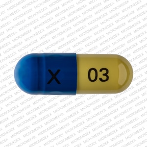 Pill Finder: X 03 Blue Capsule-shape - Medicine.com
