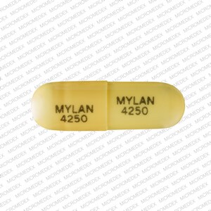Pill Finder: MYLAN 4250 MYLAN 4250 Yellow Capsule-shape - Medicine.com