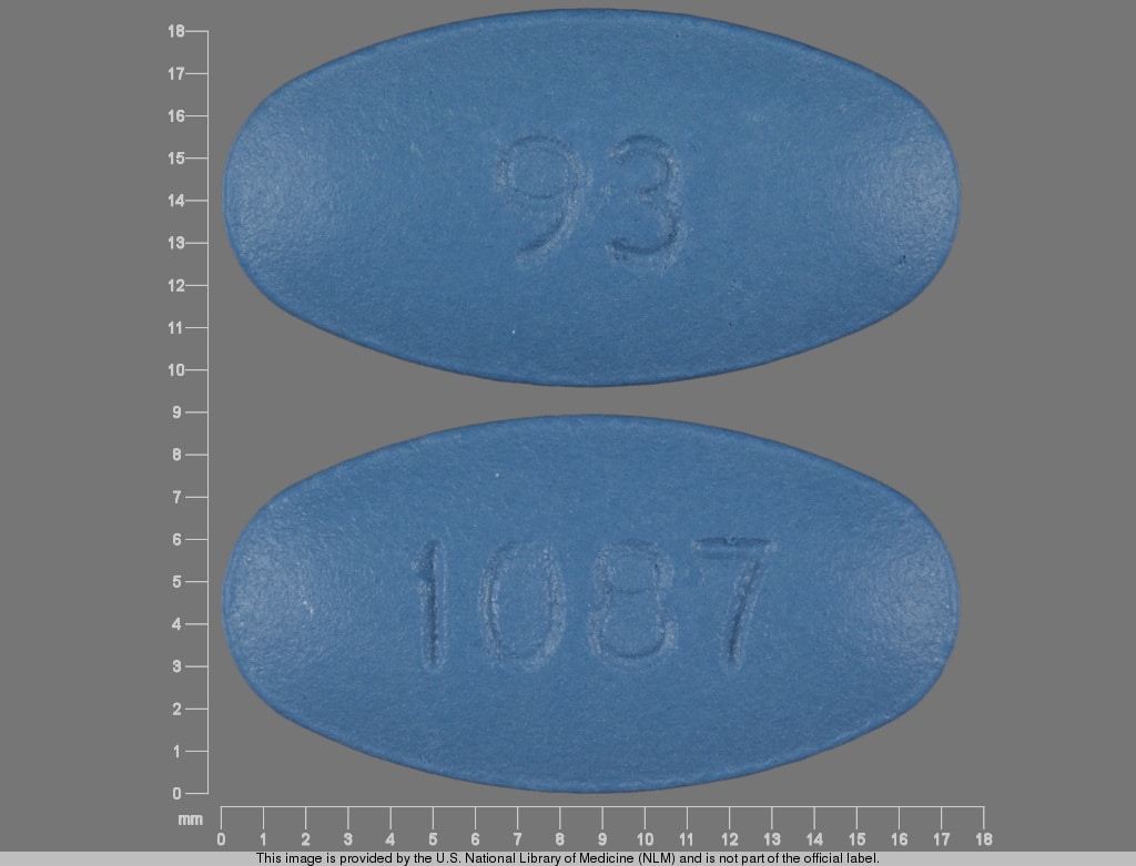 Pill Finder: 93 1087 Blue Elliptical / Oval - Medicine.com