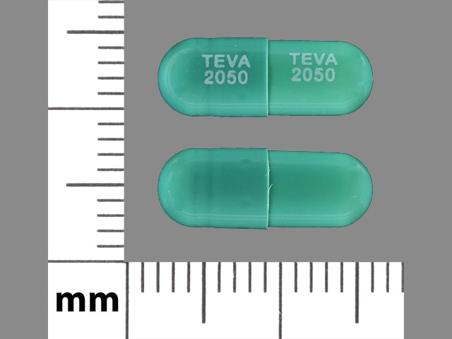 Pill Finder: TEVA 2050 TEVA 2050 Green Capsule-shape - Medicine.com