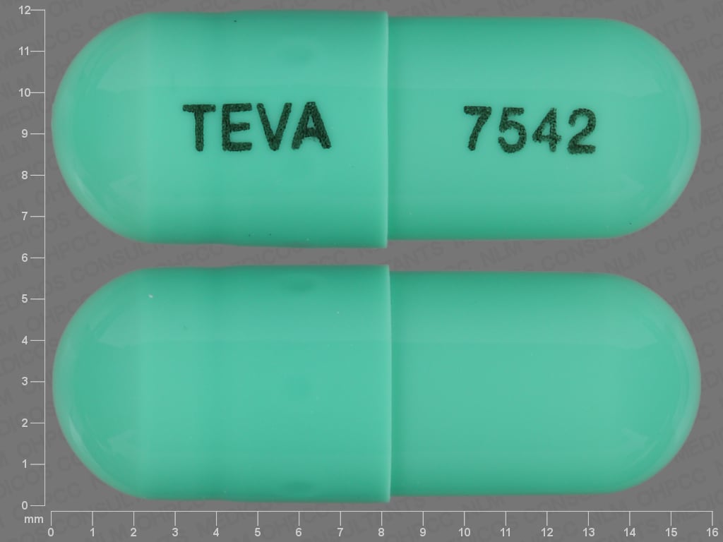 Pill Finder: TEVA 7542 Green Capsule-shape - Medicine.com