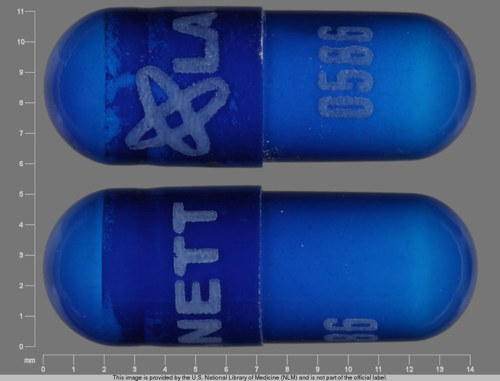Pill Finder: Logo LANNETT 0586 Blue Capsule-shape - Medicine.com