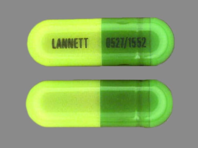 Pill Finder: 0527/1552 LANNETT Green Capsule-shape - Medicine.com