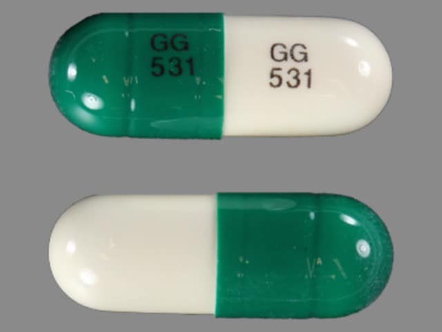 Pill Finder: GG 531 GG 531 Green Capsule-shape - Medicine.com