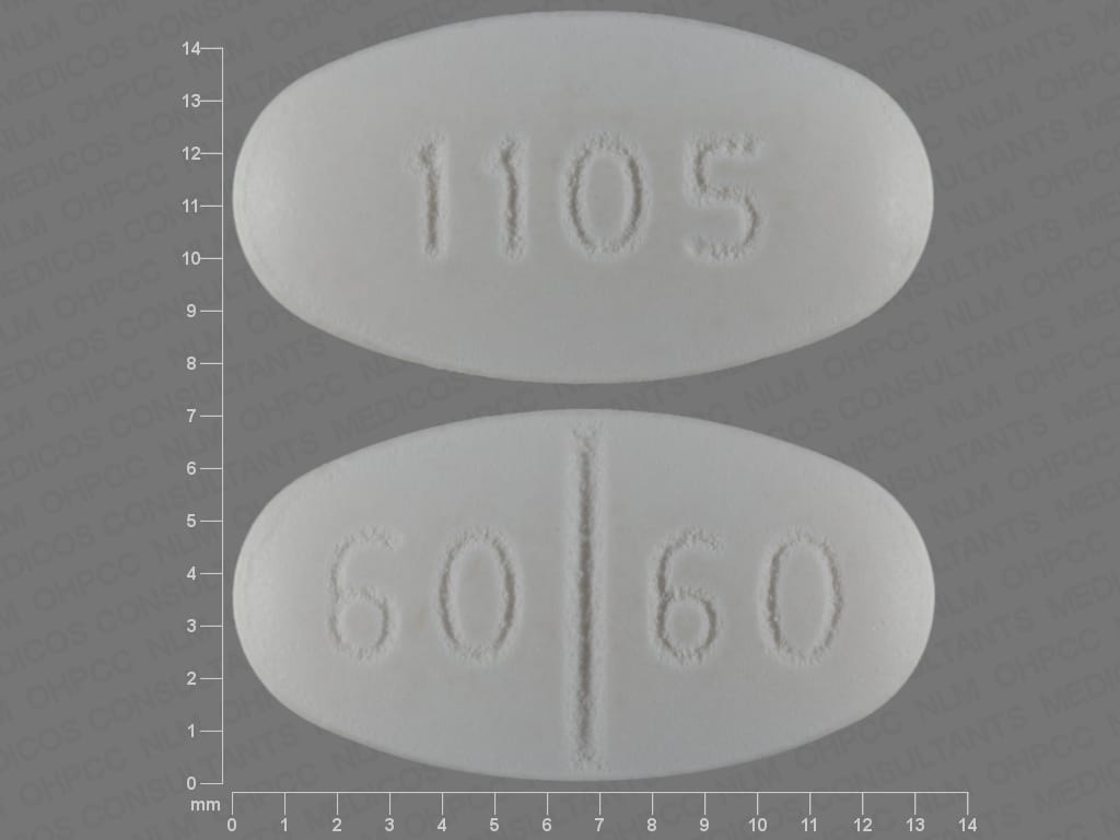 Pill Finder: 60 60 1105 White Elliptical / Oval - Medicine.com