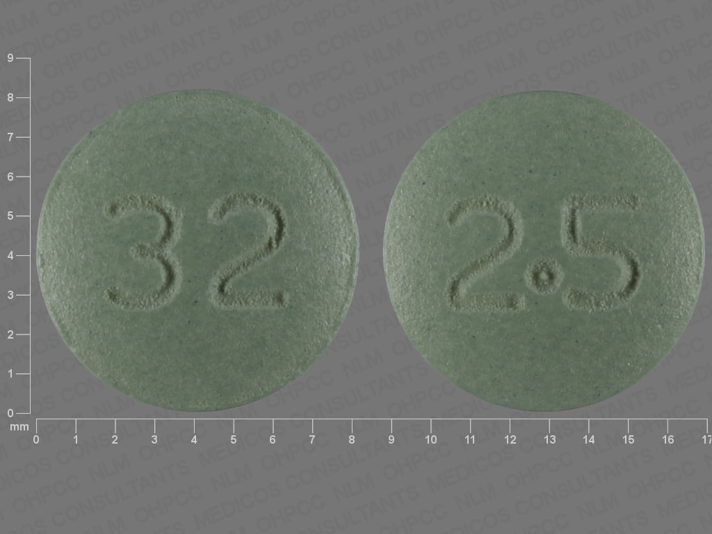Pill Finder: 32 2.5 Green Round - Medicine.com