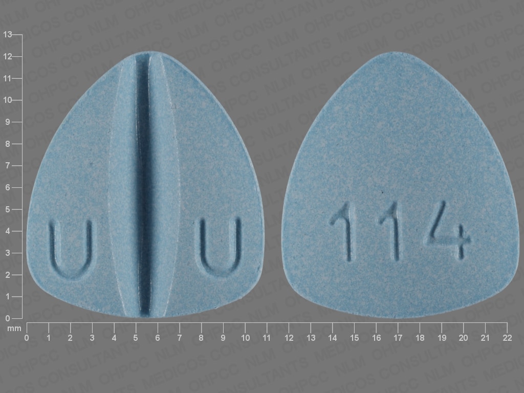 Pill Finder: U U 114 Blue Three-sided - Medicine.com