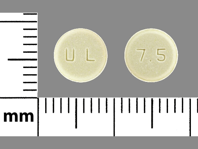 Pill Finder: U L 7.5 Yellow Round - Medicine.com