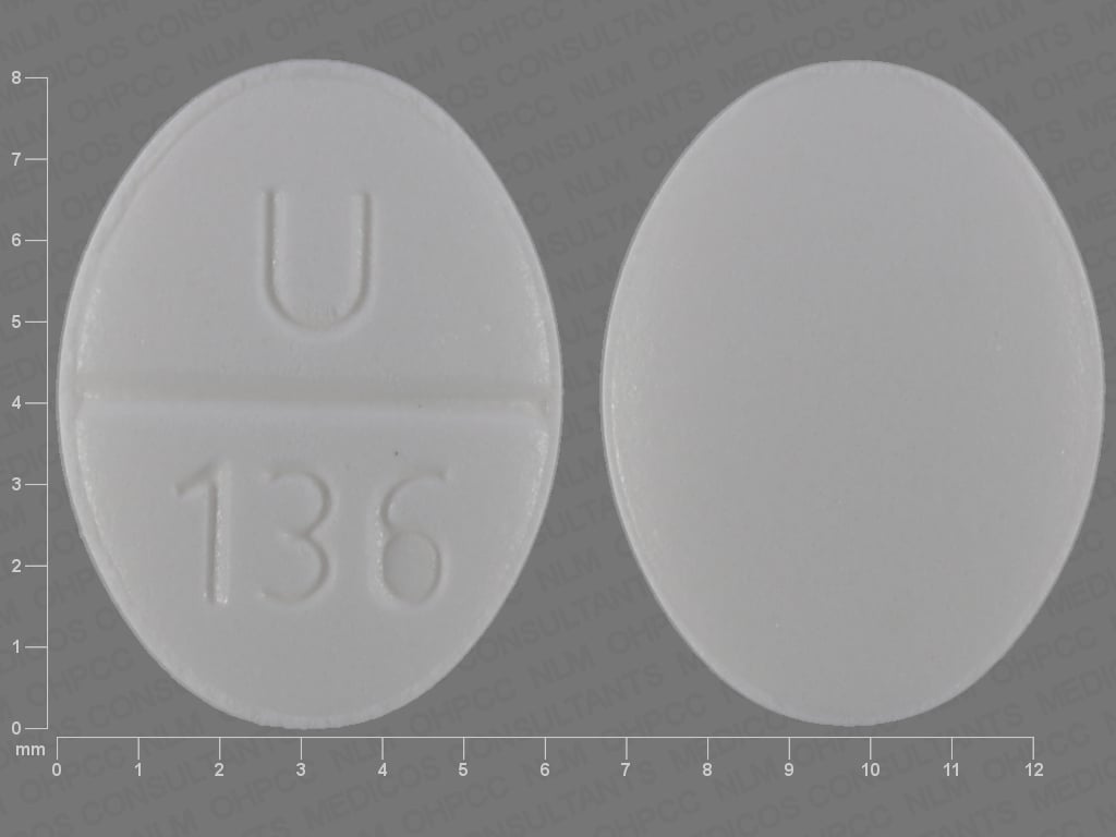 Pill Finder: U 136 White Elliptical / Oval - Medicine.com
