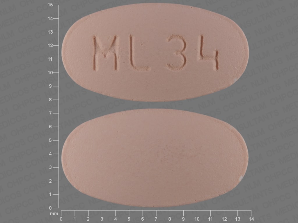 Pill Finder: ML 34 Peach Elliptical / Oval - Medicine.com